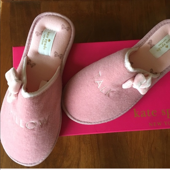 kate spade | Shoes | New Kate Spade Pillow Talk Pink Bow Slippers Scuff ...